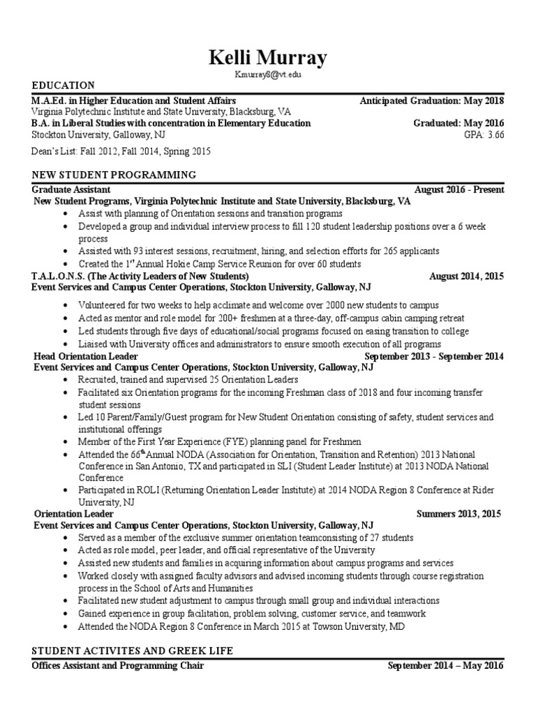 Resume Fall 2016 | PDF | Fraternities And Sororities | Students