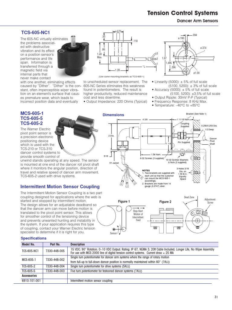 Tension Control Systems Dancer Arm Sensors | PDF | Sensor | Screw