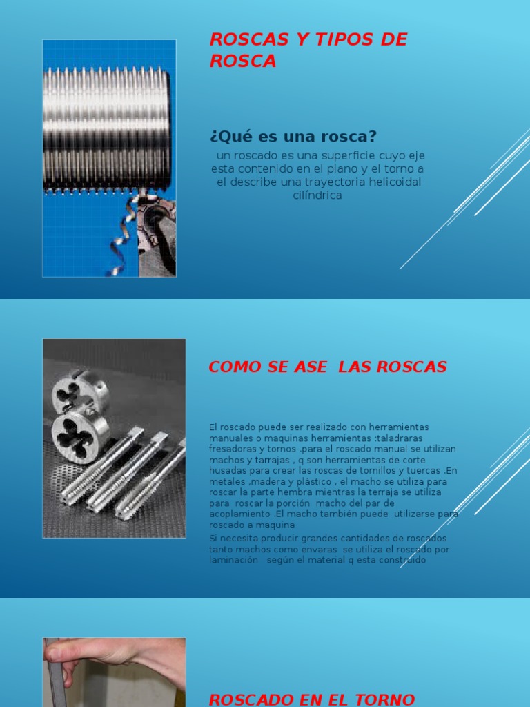 Tipos de Roscas y Roscado en Torno | PDF | Herramientas | Metalurgia