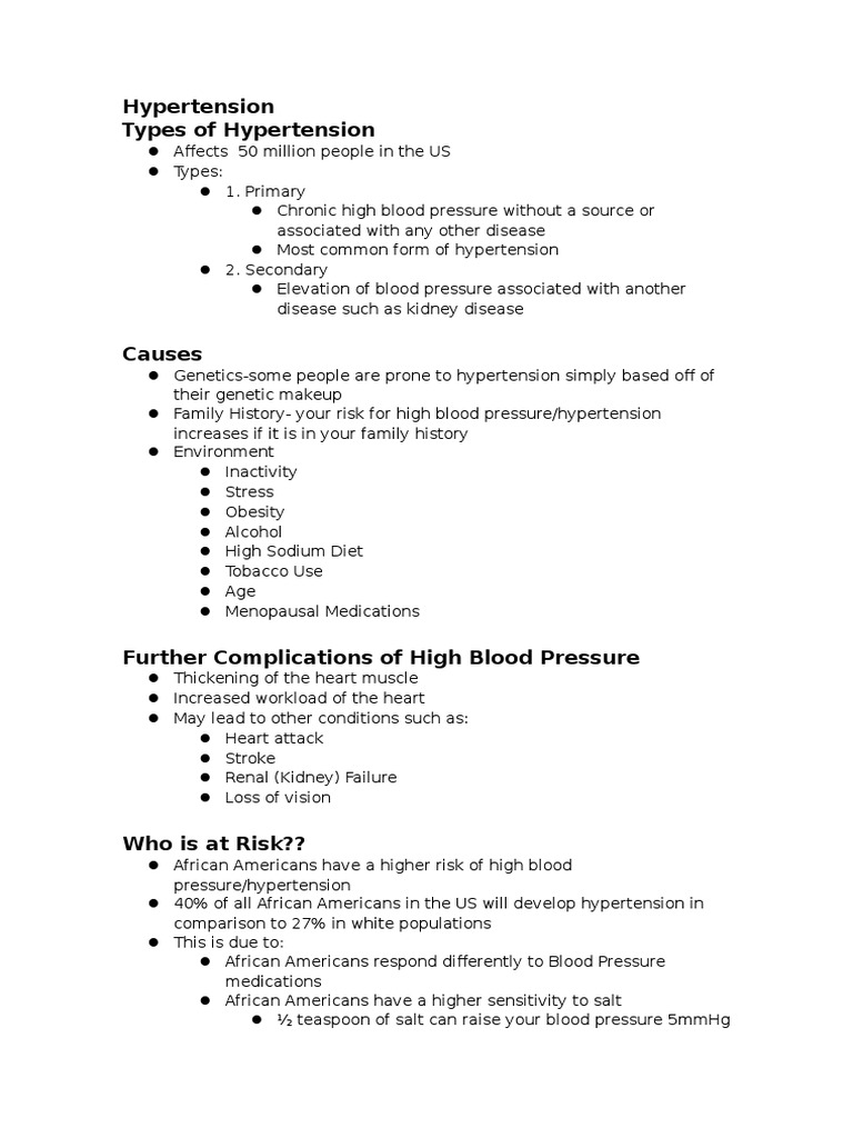 Hypertension Types of Hypertension | PDF | Hypertension | Rtt