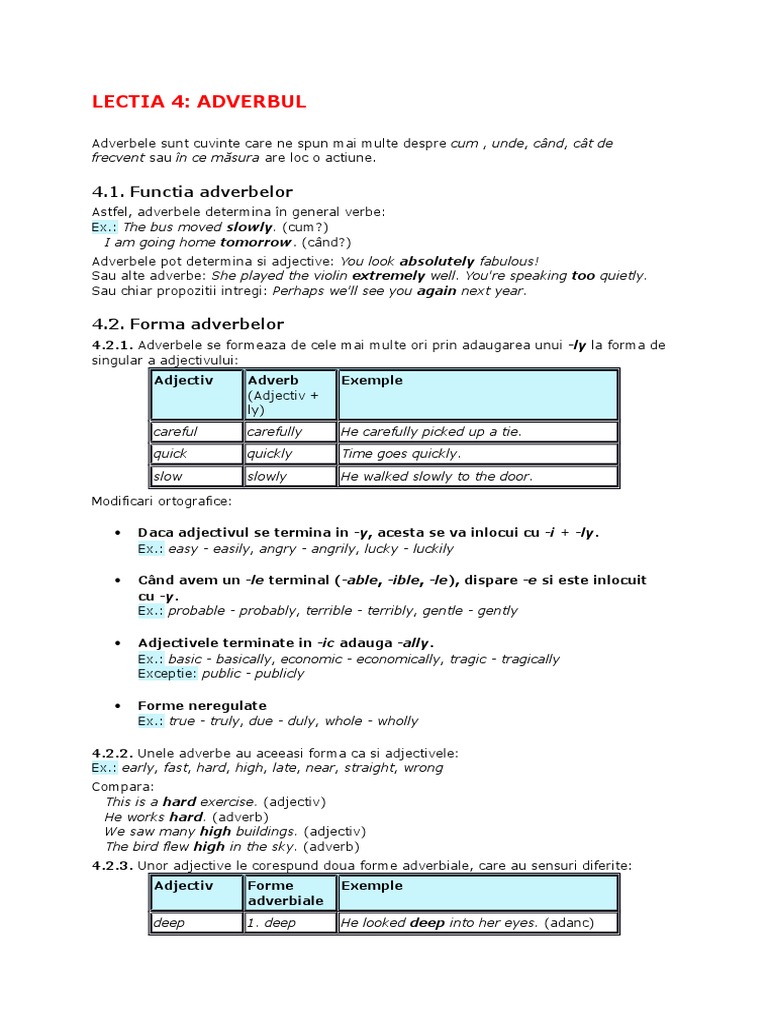 4.Adverbul - lb engleza | Adjective | Syntax