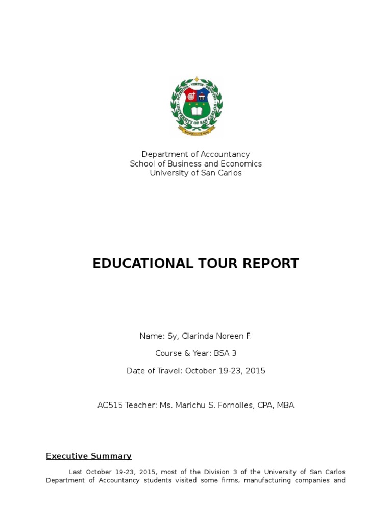 National Educational Tour Report - SY NOREEN | PDF | Breads | Central Banks