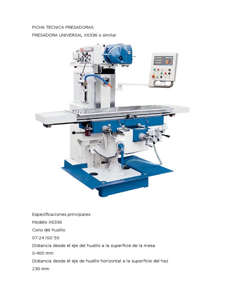 Ficha Tecnica Fresadoras | PDF
