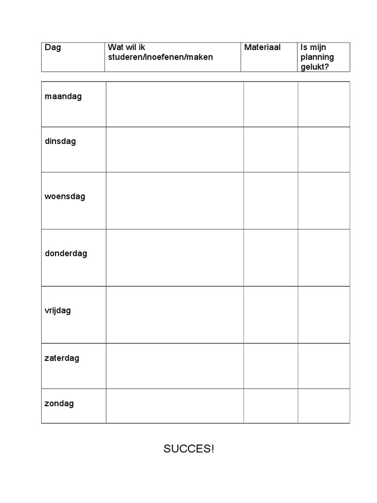 WERKSCHEMA Om Leren Leren Te Bevorderen Weekplanning | PDF