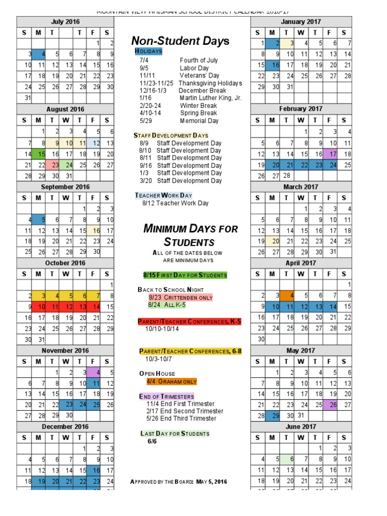 Mountain View Whisman School Calendar | PDF