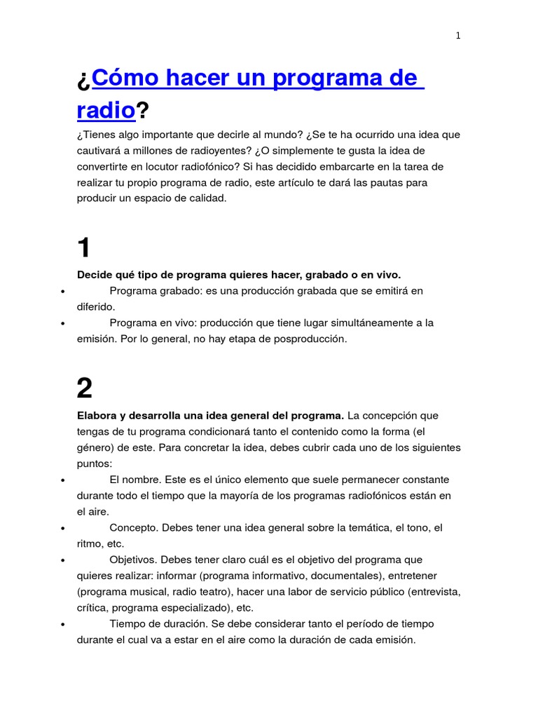 Cómo Hacer Un Programa de Radio | PDF | Radio | Planificación