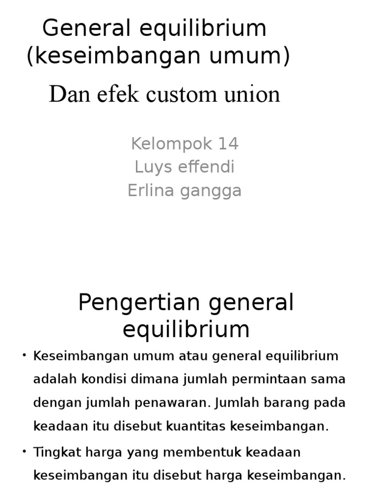 General Equilibrium | PDF