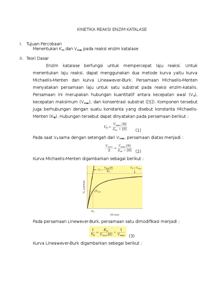 Kinetika Reaksi Enzim Katalase | PDF