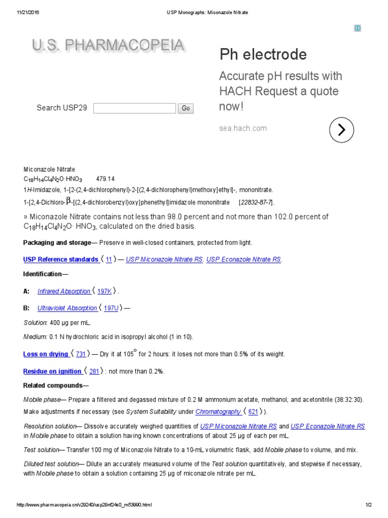 USP Monographs - Miconazole Nitrate | PDF | Chromatography | Solution