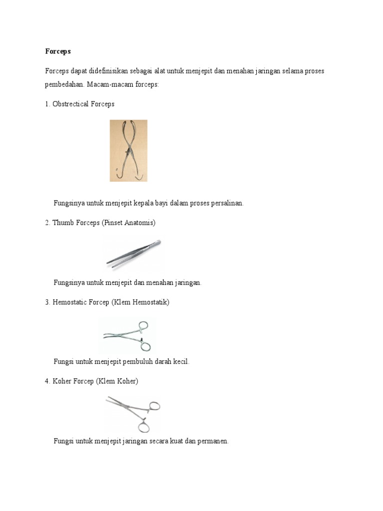 Jenis dan Fungsi Forceps dalam Bedah | PDF | Pengembangan Diri ...