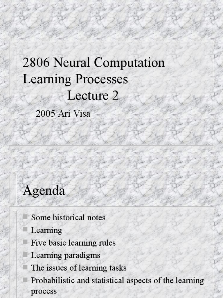 2806 Neural Computation Learning Processes: 2005 Ari Visa | PDF ...