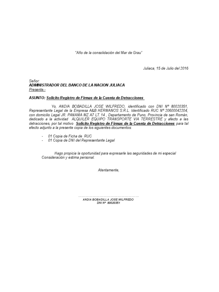 Carta Registro de Firmas | PDF