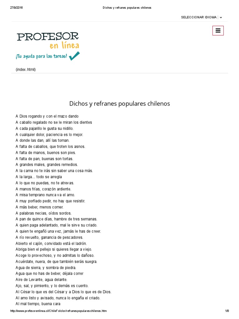 Dichos y Refranes Populares Chilenos