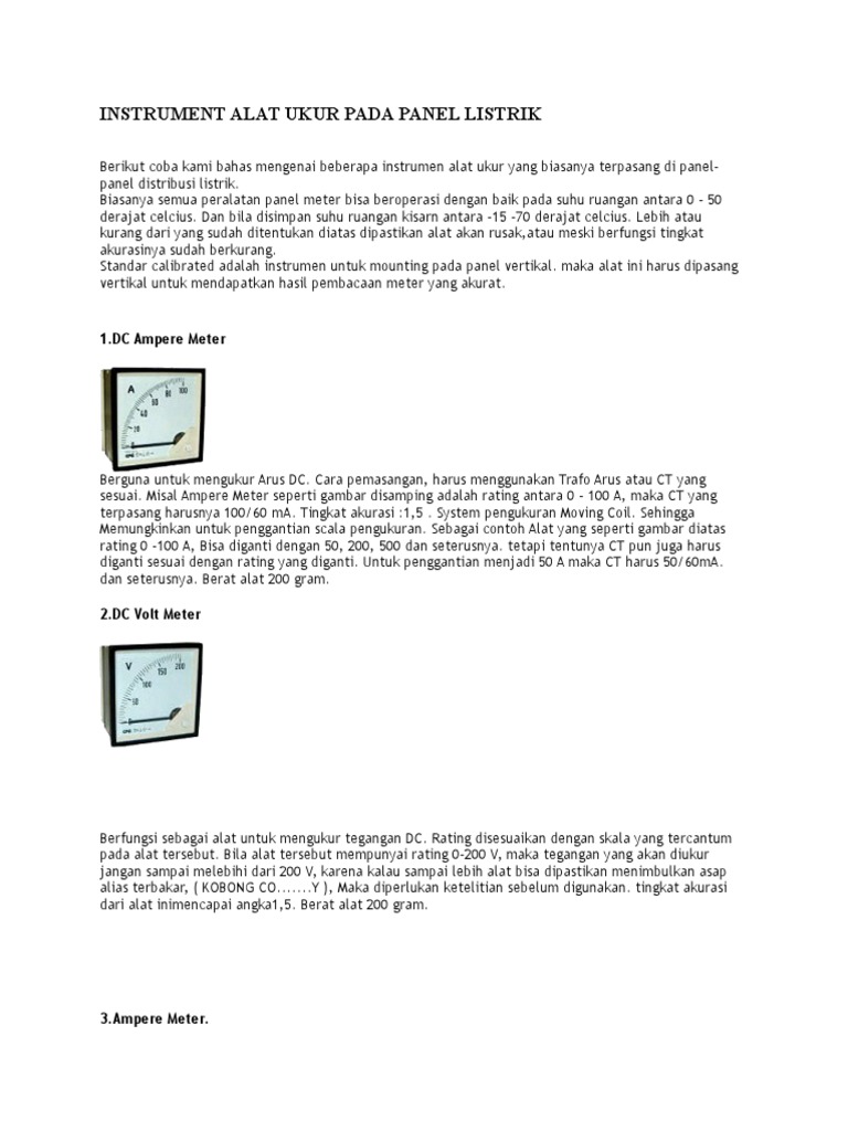 Instrumen Alat Ukur Panel Listrik | PDF | Sains & Matematika