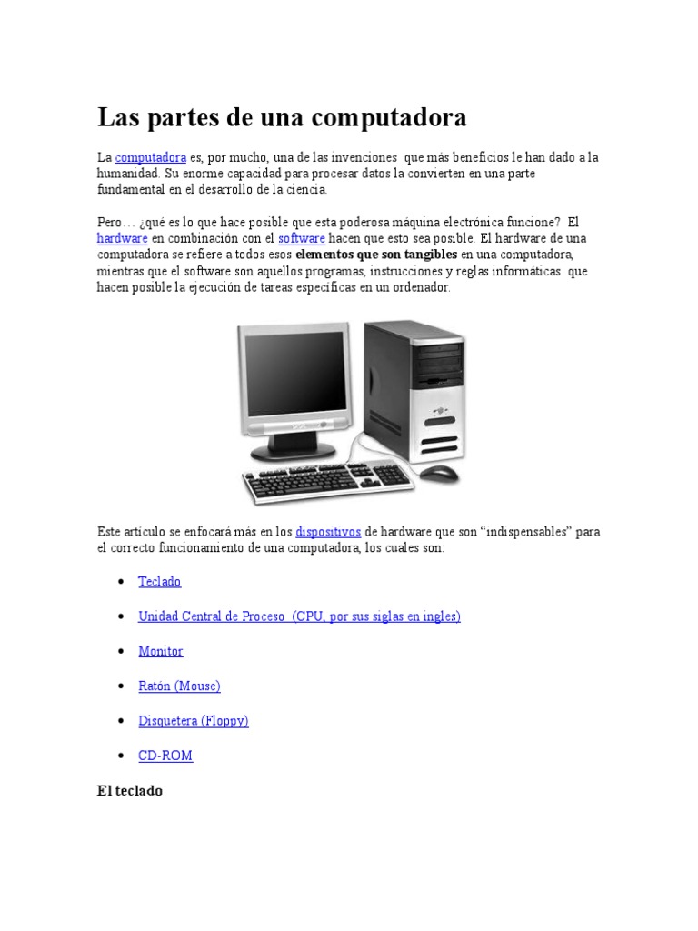 Las Partes de Una Computadora | PDF | Memoria del ordenador | Hardware ...