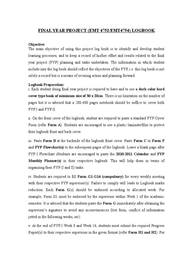 FYP Logbook Guidelines | PDF | Validity (Statistics) | Business