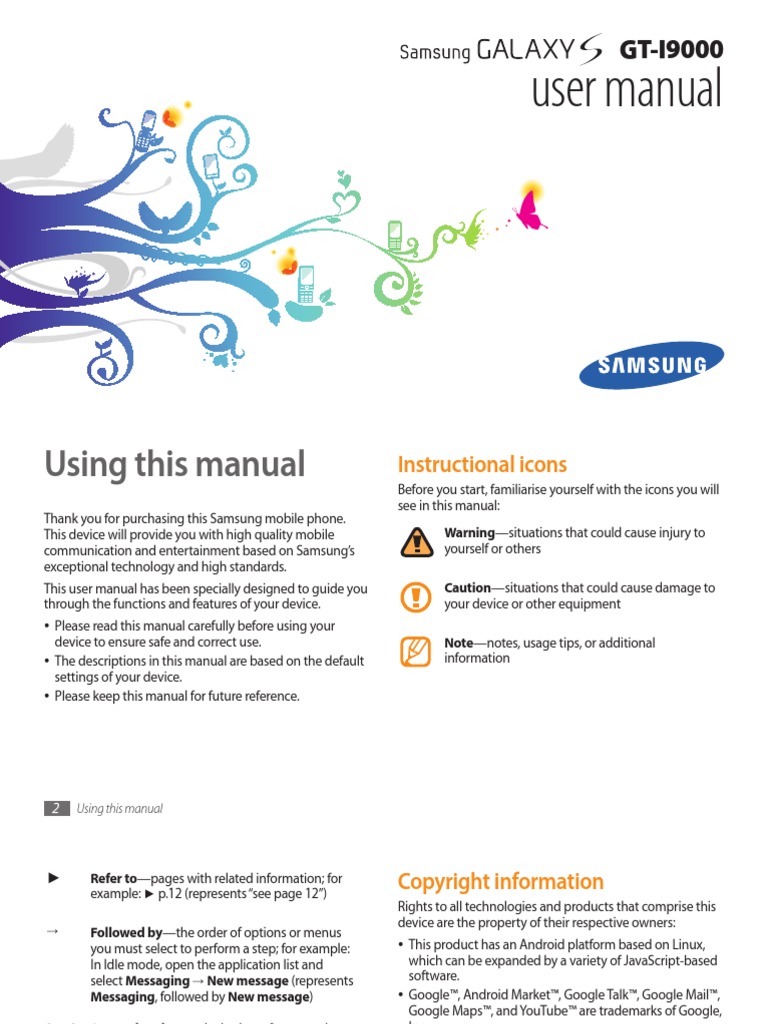 Samsung Galaxy S (GT-I9000) User Manual (Eclair Ver.) (Rev.1.2) | PDF ...