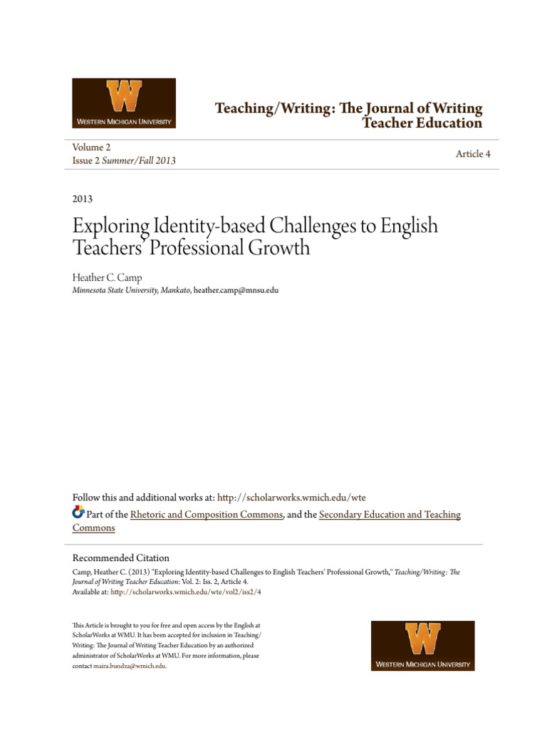 Exploring Identity-Based Challenges To English Teachers' Professional ...