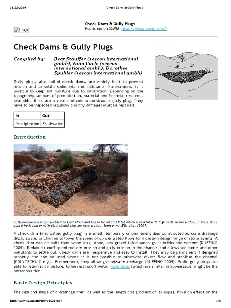 Check Dams & Gully Plugs | PDF | Surface Runoff | Dam