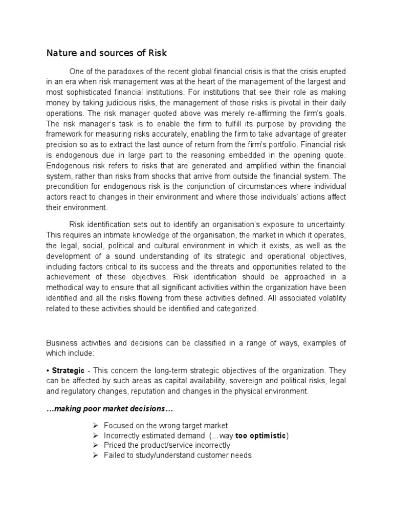 Nature and Sources of Risk | PDF | Risk | Risk Management
