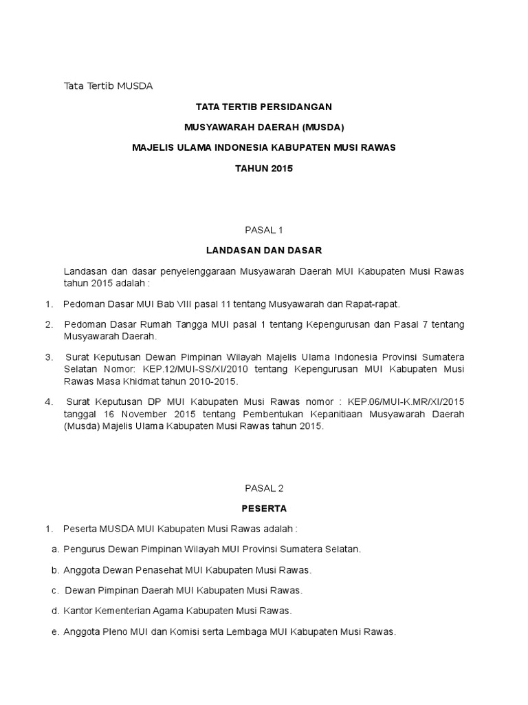 Tata Tertib MUSDA | PDF