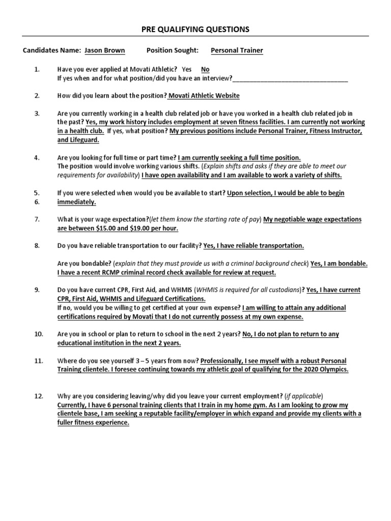 Prequal Form Movati - JASON BROWN | PDF | Personal Trainer | Behavioural Sciences