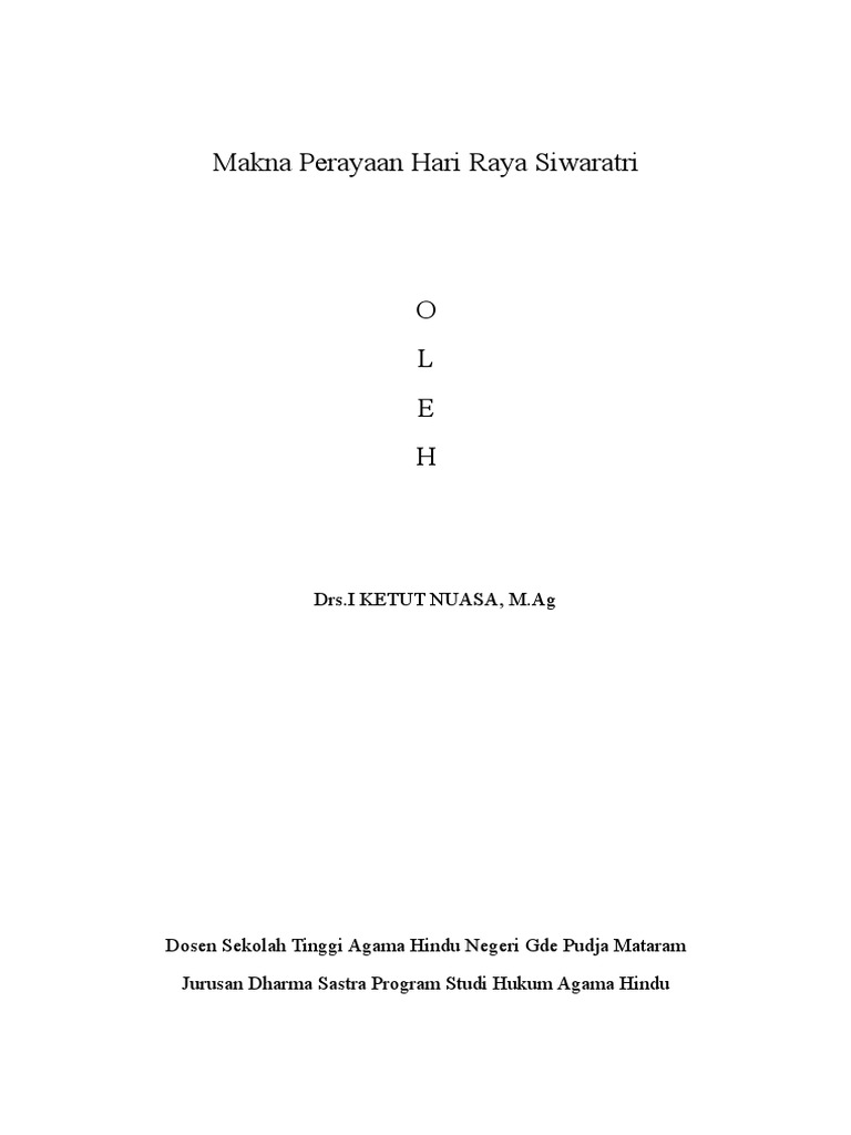 Makna Perayaan Hari Raya Siwaratri | PDF