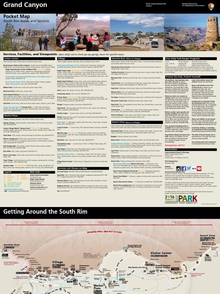 Grand Canyon South Rim Pocket Map | PDF | Grand Canyon | Transport