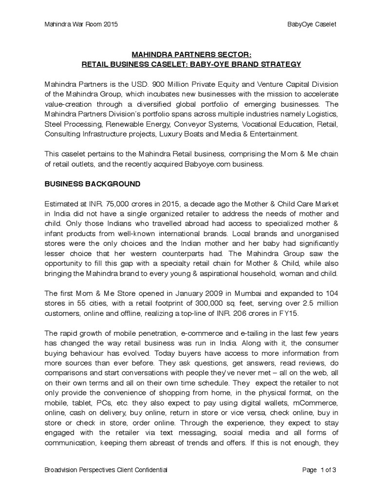 BabyOye Brand Strategy Case Study | PDF | Retail | Brand
