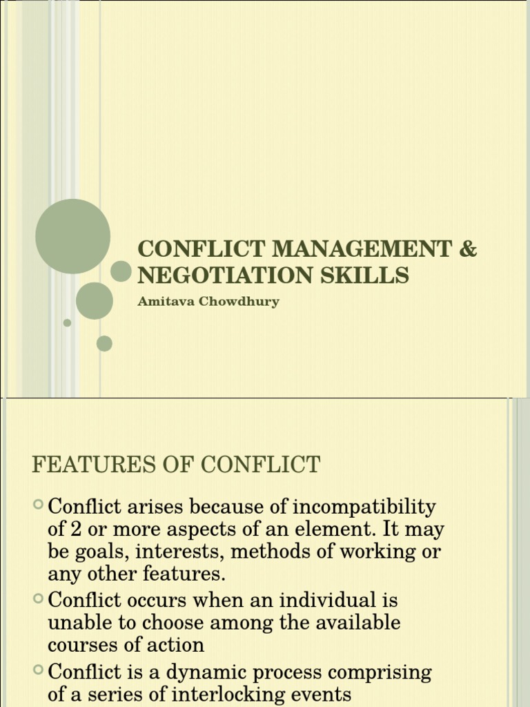 Conflict Management & Negotiation Skills: Amitava Chowdhury | PDF | Bargaining | Negotiation