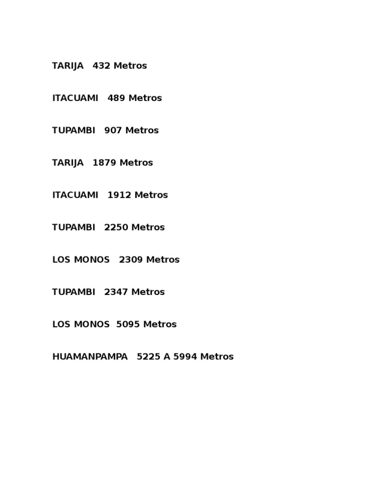 TARIJA 432 Metros | PDF