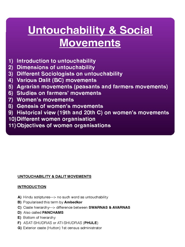 Sociology Notes Untouchability and Social Movement | Dalit | Politics