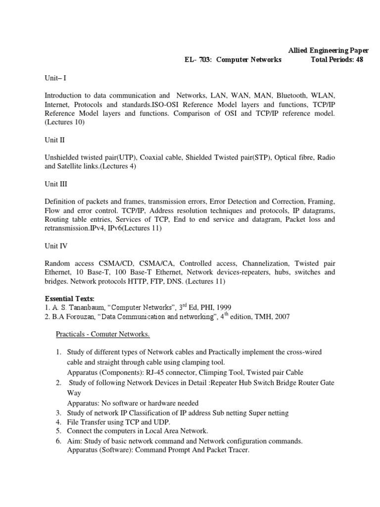 EL - 703 Computer Networks | PDF