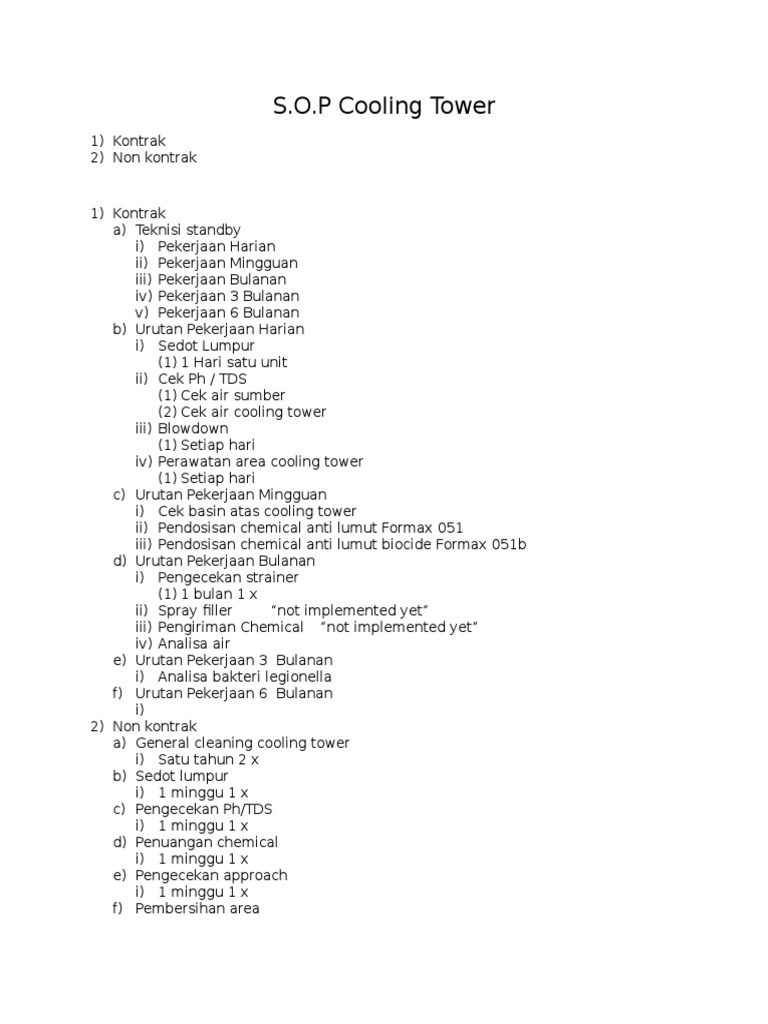 Sop Cooling Tower | PDF