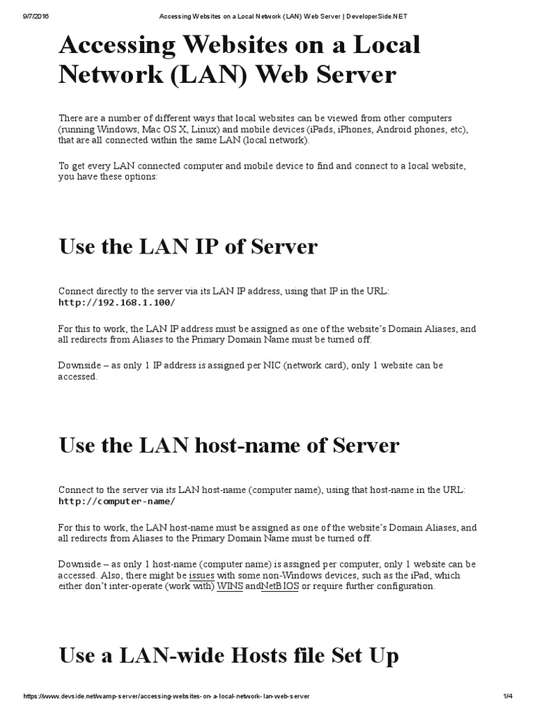 Accessing LAN Websites via Local Server | PDF | Domain Name System ...