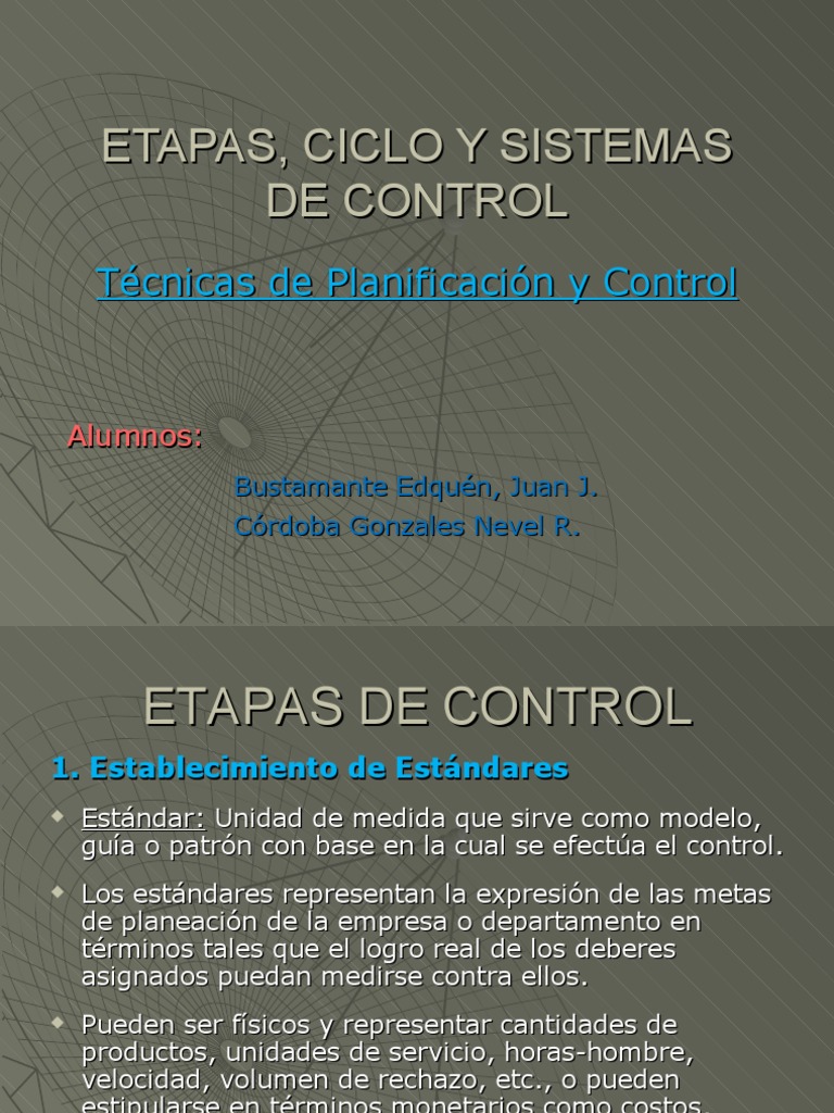 ETAPAS, CICLO Y SISTEMAS DE CONTROL