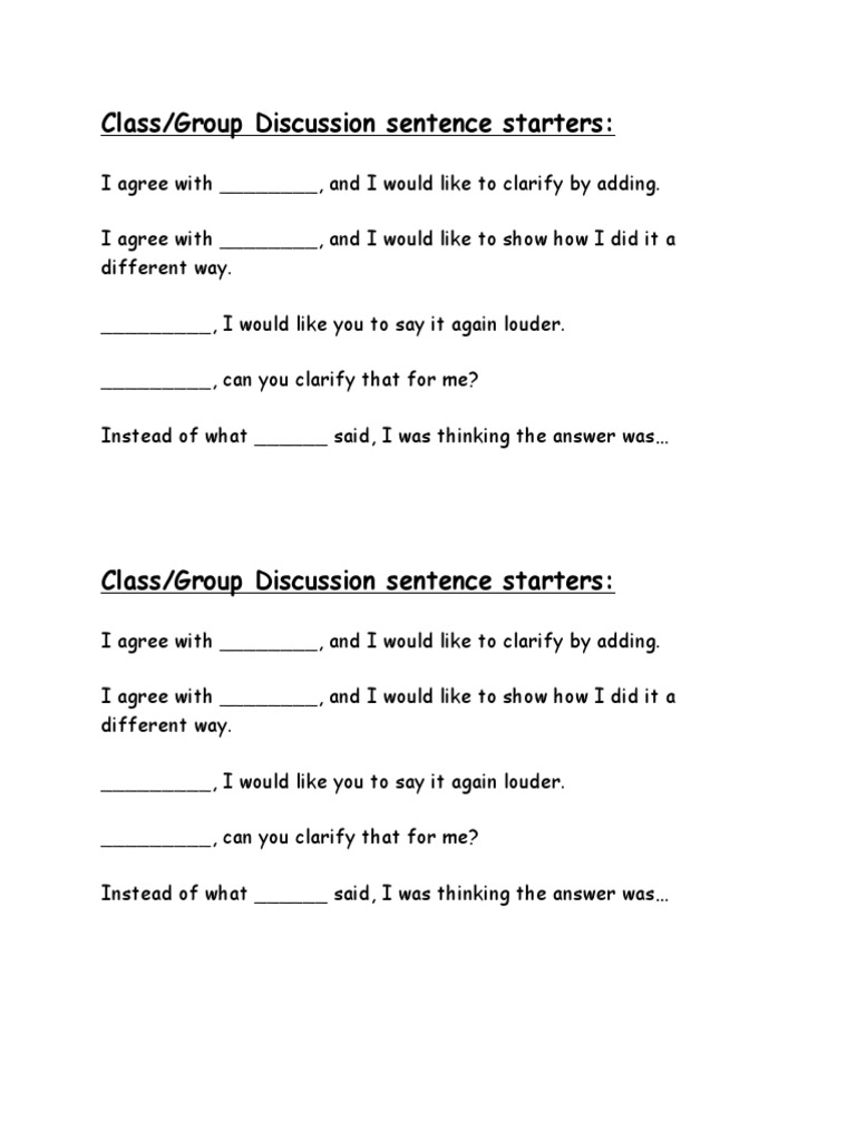 Class Discussion Starters | PDF