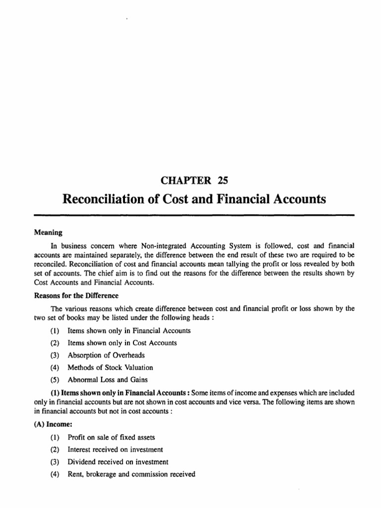 Reconciliation of Cost and Financial Accounts PDF | PDF | Net Income ...