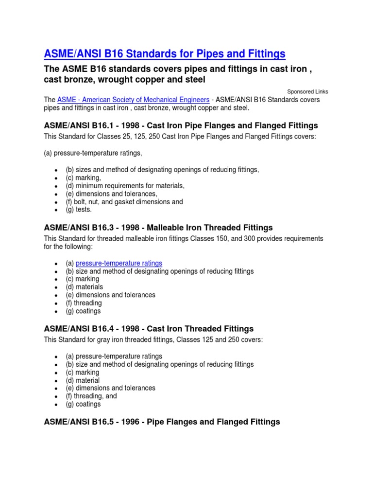 ASME Standards | PDF | Pipe (Fluid Conveyance) | Soldering