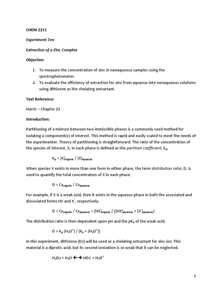 Zinc+Extraction+Lab+Procedure Spring16 Rev PDF | PDF | Absorbance | Ph