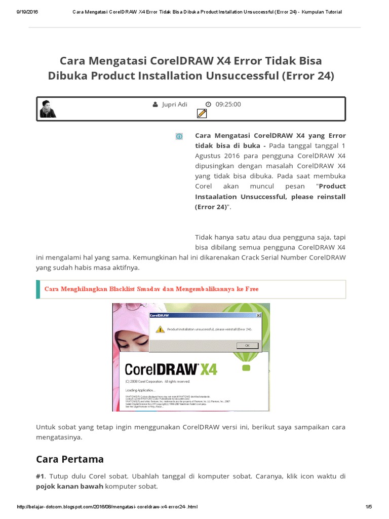 Cara Mengatasi CorelDRAW X4 Error Tidak Bisa Dibuka Product ...