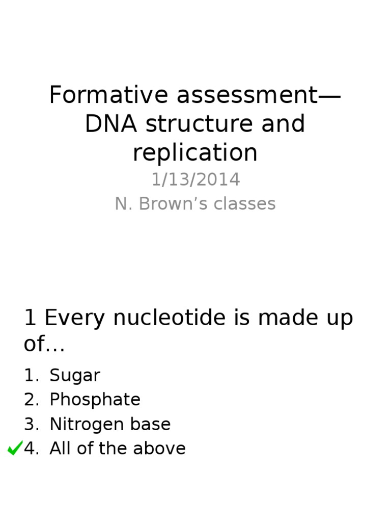 Formative Assessment-DNA Structure and Replication 2014 | PDF | Dna ...