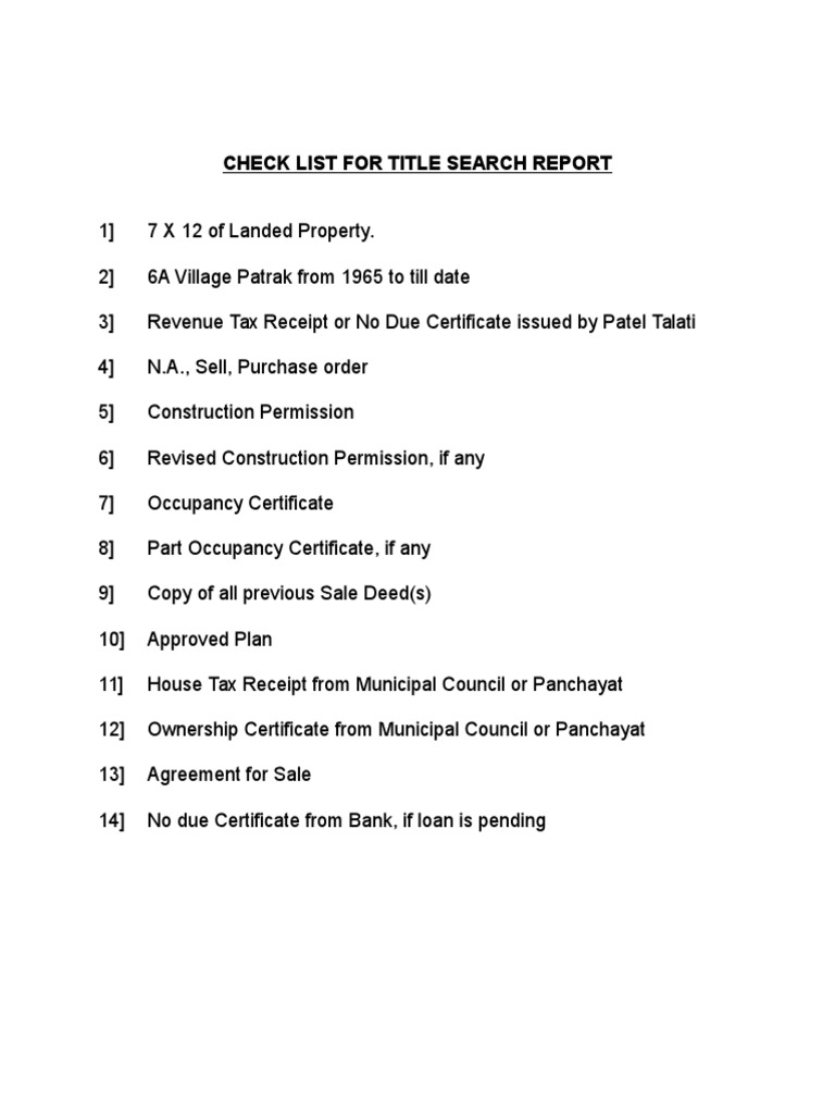 Check List For Title Search Report-1