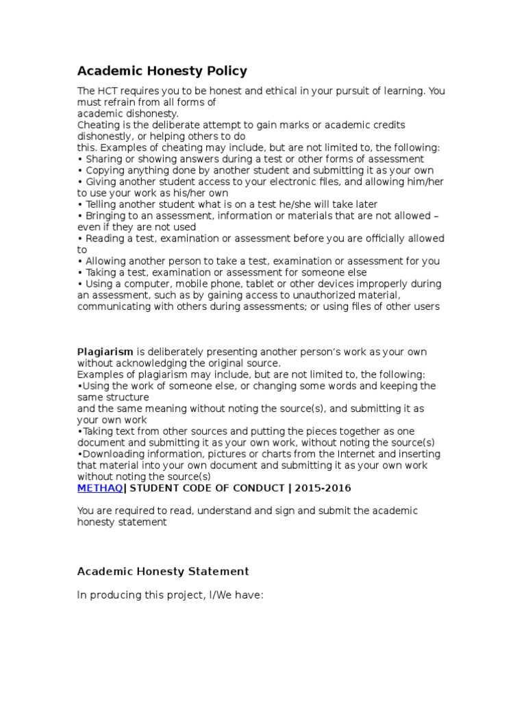 Academic Honesty Guidelines | PDF | Career & Growth