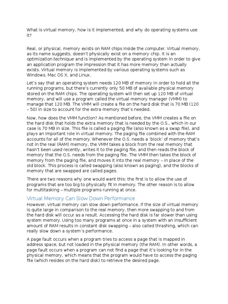 Virtual Memory Can Slow Down Performance | Download Free PDF | Random Access Memory | Operating ...