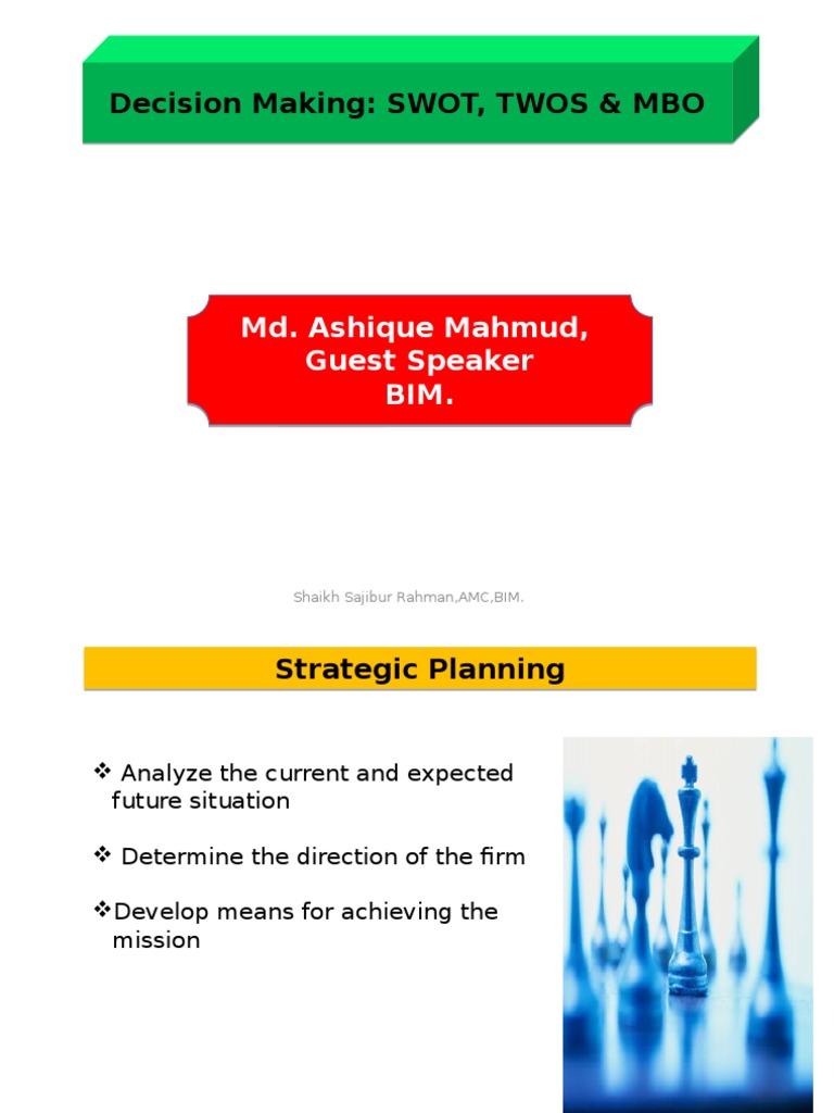 Strategic Plan, Swot, Twos & MBO, MBE, MBWA | PDF | Swot Analysis | Strategic Management