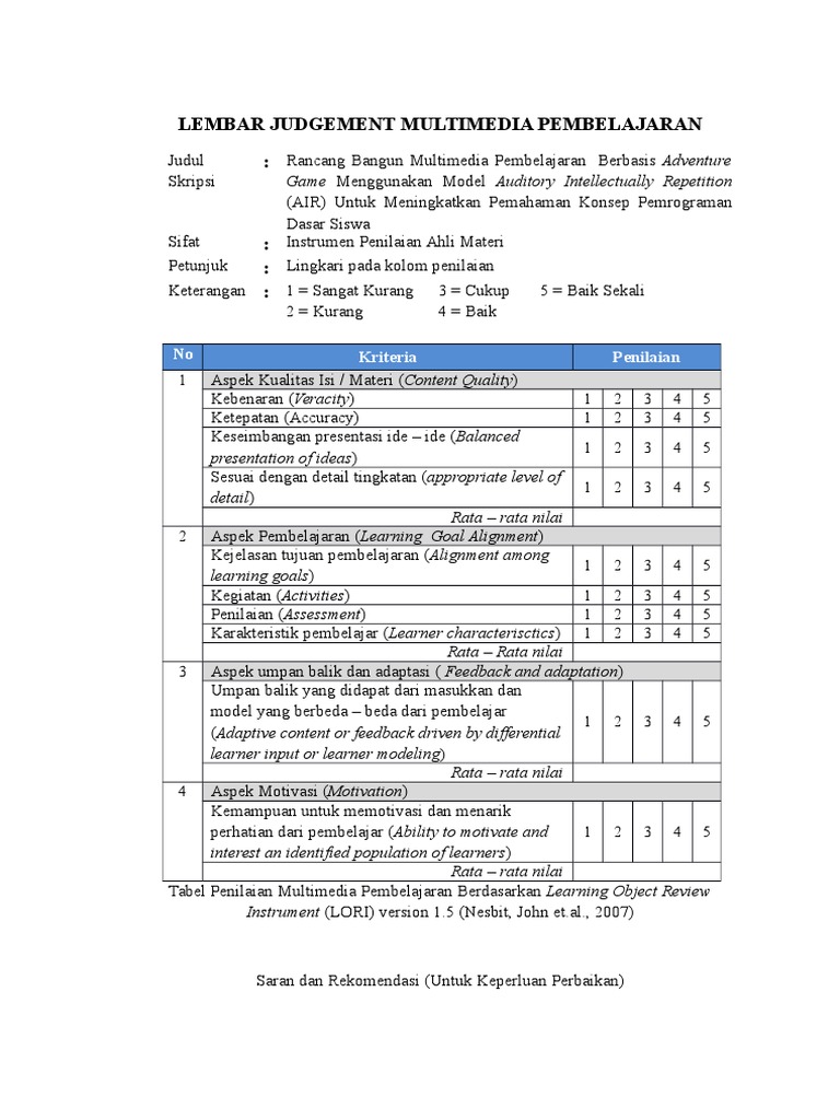 Instrumen Validasi Ahli Materi | PDF
