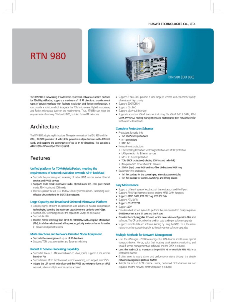 RTN 980 | PDF | Physical Layer Protocols | Internet Architecture