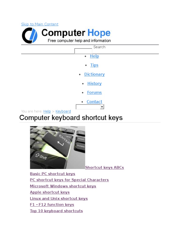 Keybord Shortcut Keys | PDF | Keyboard Shortcut | Computer Keyboard