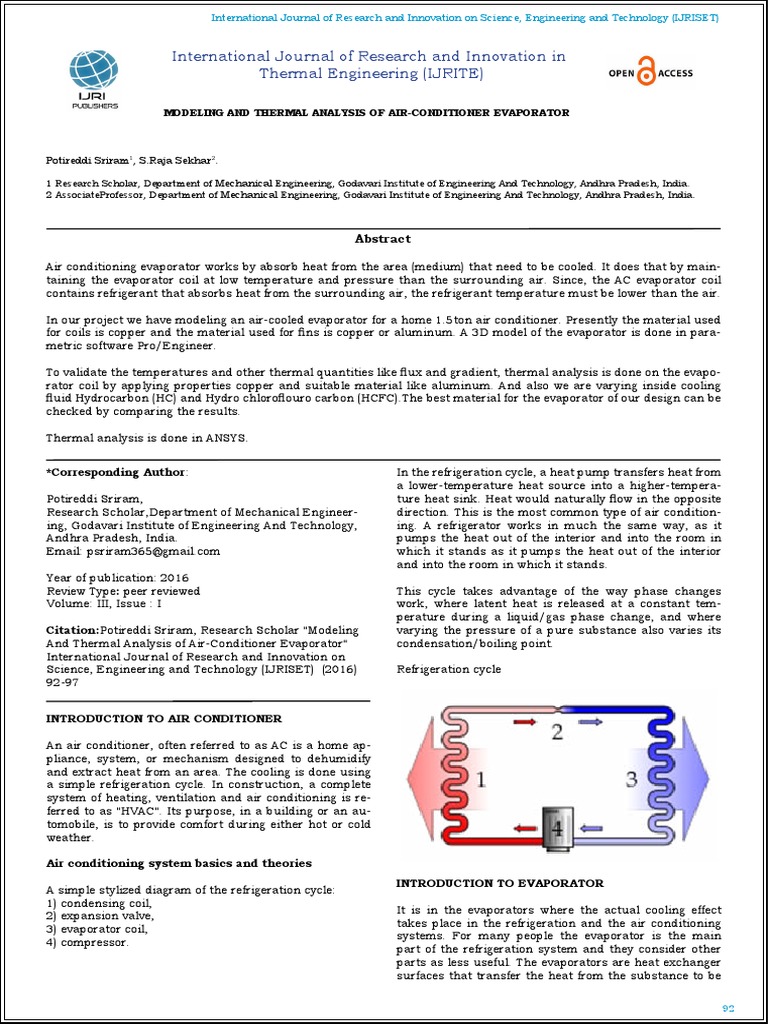 Modeling and Thermal Analysis of Air-Conditioner Evaporator | PDF | Air ...